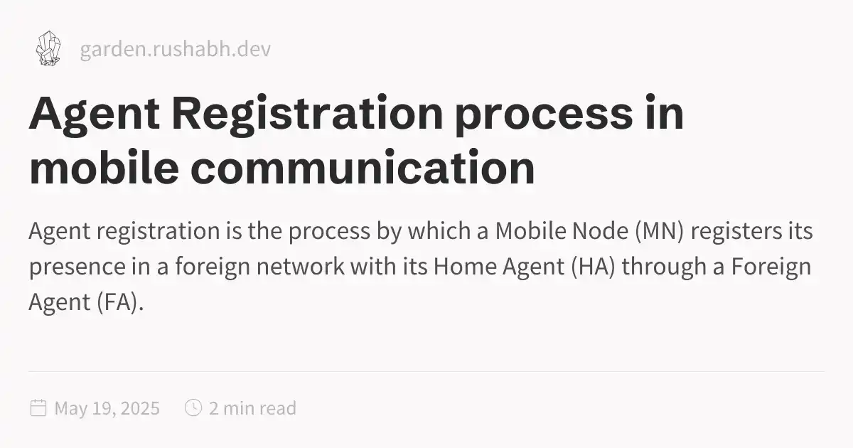 Agent Registration process in mobile communication