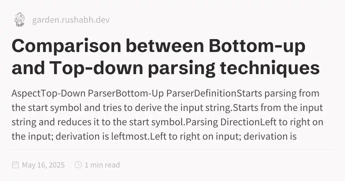 Comparison between Bottom-up and Top-down parsing techniques