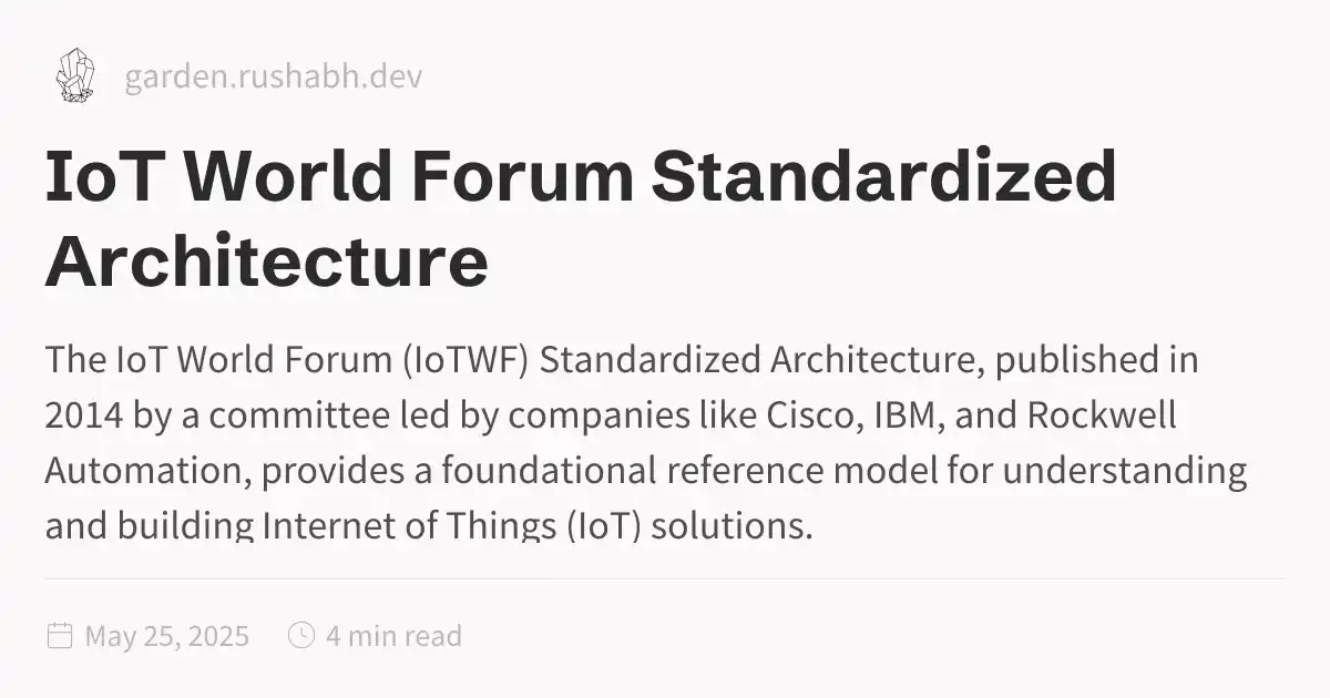 IoT World Forum Standardized Architecture