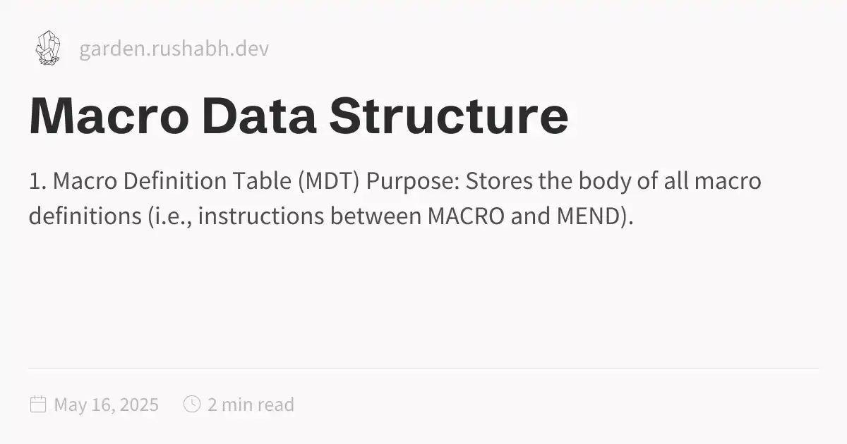 Macro Data Structure