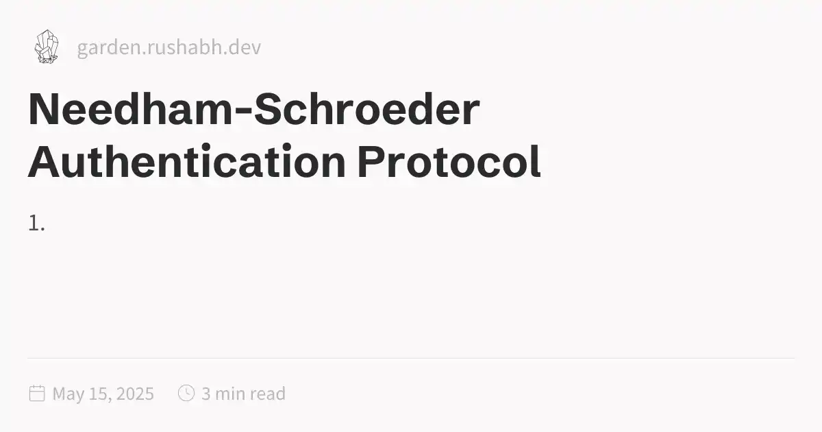 Needham-Schroeder Authentication Protocol