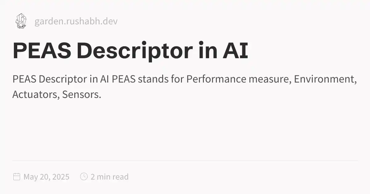 PEAS Descriptor in AI