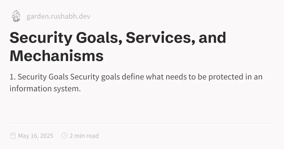 Security Goals, Services, and Mechanisms